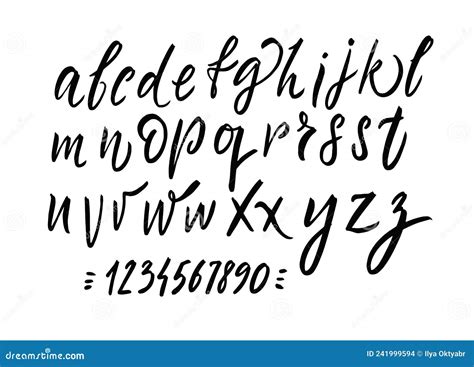Black Color Lettering Script Vector Font Hand Drawn Modern Calligraphy