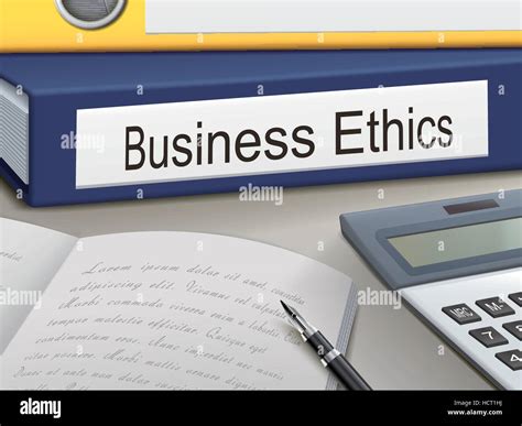 Business Ethics Binders Isolated On The Office Table Stock Vector Image