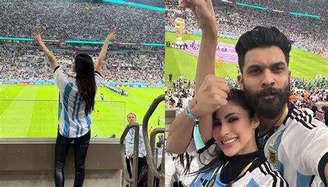 Mouni Roy Husband Suraj Nambiar Cheer For Argentina At Qatars Lusail