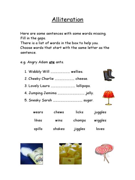 Alliteration Worksheet