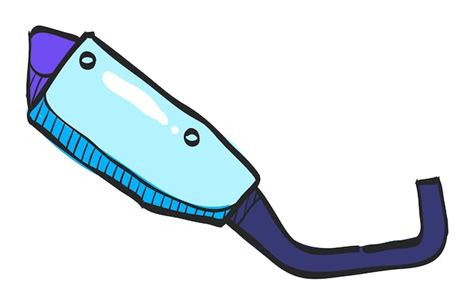 손으로 그린 컬러 벡터 일러스트 레이 션에 오토바이 배기 아이콘 프리미엄 벡터