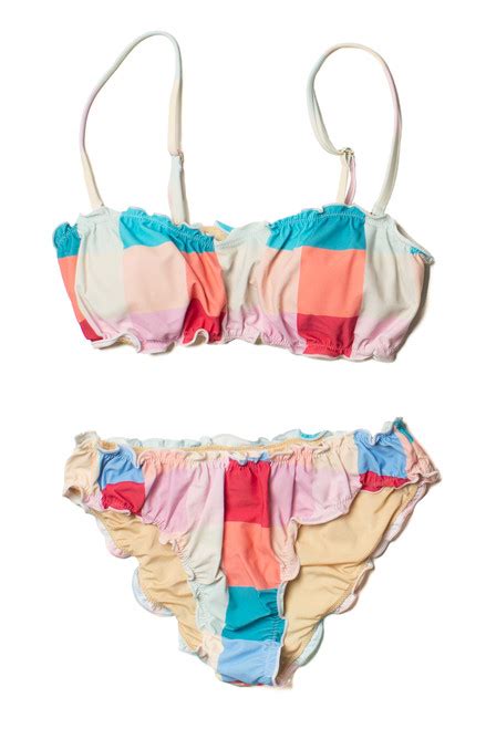 Pastel Gingham Ruffle Bikini Bottom