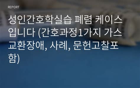 성인간호학실습 폐렴 케이스입니다 간호과정1가지 가스교환장애 사례 문헌고찰포함 레포트