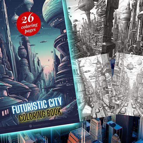 Futuristic City Buildings Coloring Pages City Coloring Book With