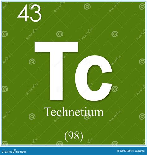 Technetium Chemical Element Symbol On White Background Stock