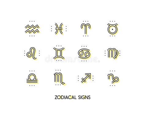 Icona Dello Zodiaco Simboli Sacri Segni Di Astrologia Linea Sottile D Annata Raccolta Di Vettore