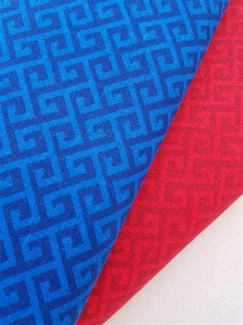 Blue Tonal Fabric Red Tonal Fabric Greek Key Tonal Cotton Etsy
