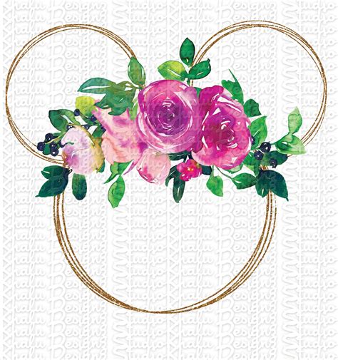 Floral Minnie Disney Mouse Minnie Mouse Digital Image Png Etsy