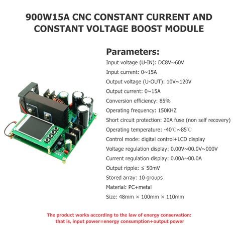 900w 15a Cc Cv Digital Dc 8 60v ถึง 10 120v Step Up Converter Boost