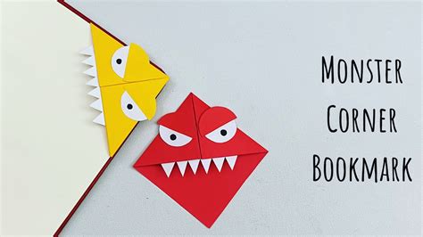 Corner Monster Bookmarks Template Directions