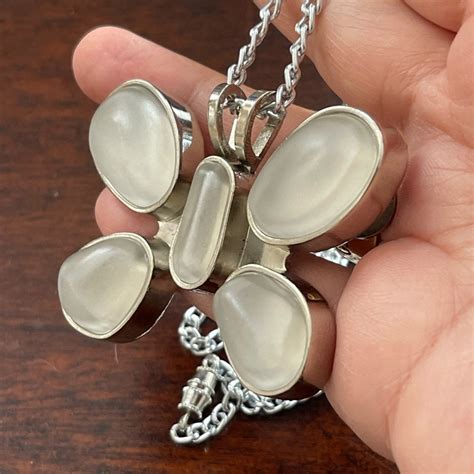 Signed Rebecca Collins Frosted Crystal Silver Butterf Gem