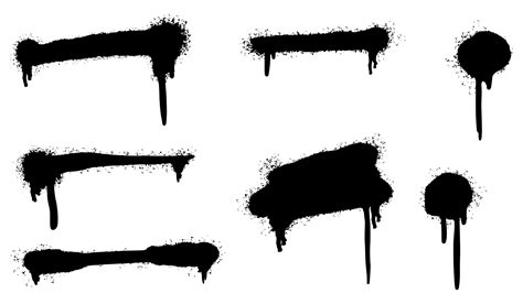 Set Of Graffiti Spray Painted Lines And Grunge Dots Isolated On White