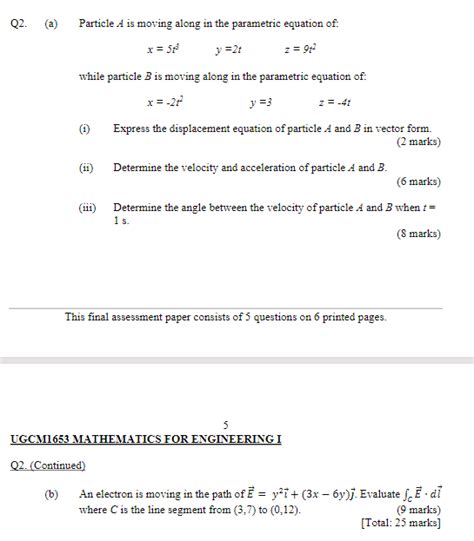solved q2 a particle a is moving along in the parametric