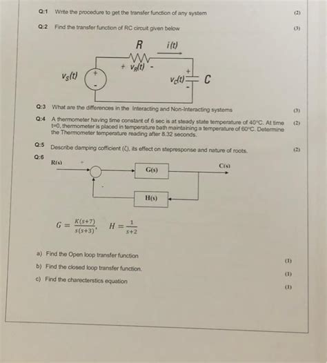Solved Q1 Write The Procedure To Get The Transfer Function