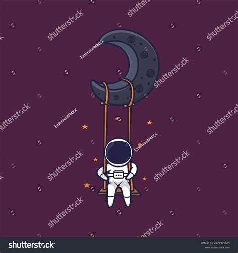 Cute Astronaut Playing Swing Cartoon Stylevector Stock Vector Royalty Free 2229925665