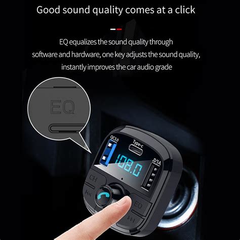 Bluetooth 5 0 Fm Transmitter Car Kit QC3 0 Double USB Car Charger With LED Lattice Screen EQ
