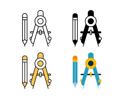 Premium Vector Geometrical Compass Icon Vector Design In 4 Style Line Glyph Duotone And Flat