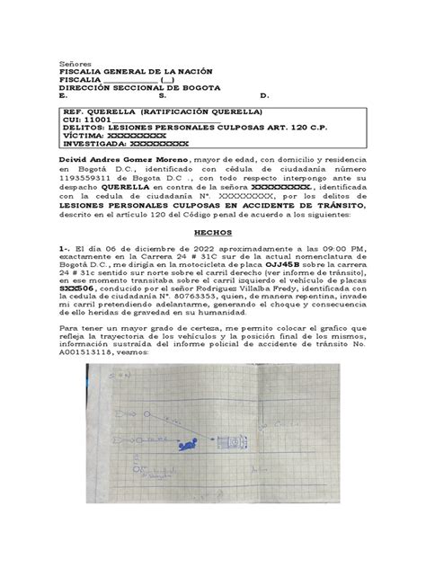 Formato Querella Pdf Queja Accidente De Tráfico