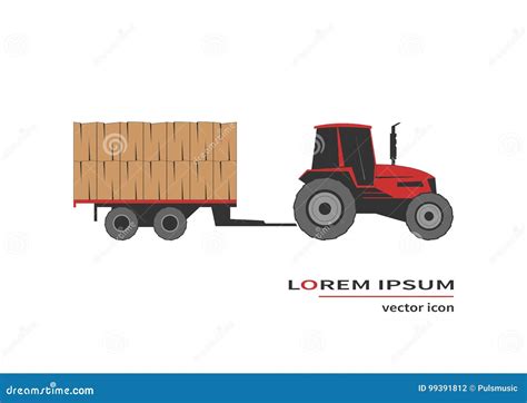 Tractor With Hay Wagon Stock Vector Illustration Of Grass 99391812