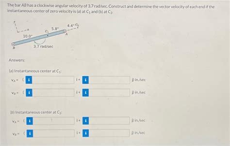 solved the bar ab has a clockwise angular velocity of