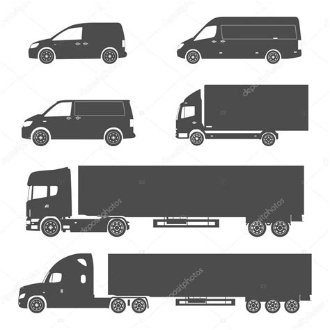 Silhouette Cargo Truck And Van Set — Stock Vector © Chel11 121964848