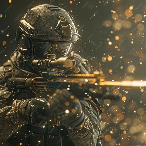 A Battle Hardened Soldier Fully Equipped With A Rifle In A War Zone
