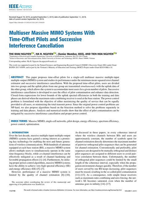 Pdf Multiuser Massive Mimo Systems With Time Offset Pilots And