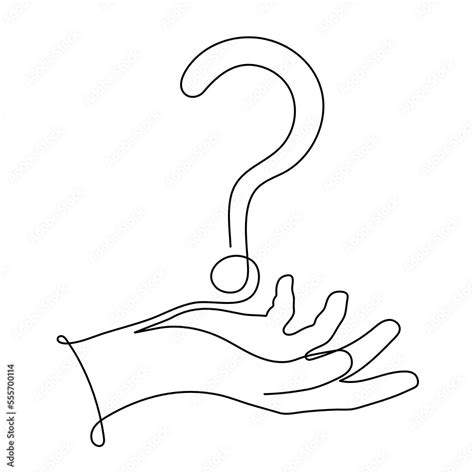 Hand Holds Question Mark One Line Art Hand Drawn Asking Sign Continuous Contour Minimalistic