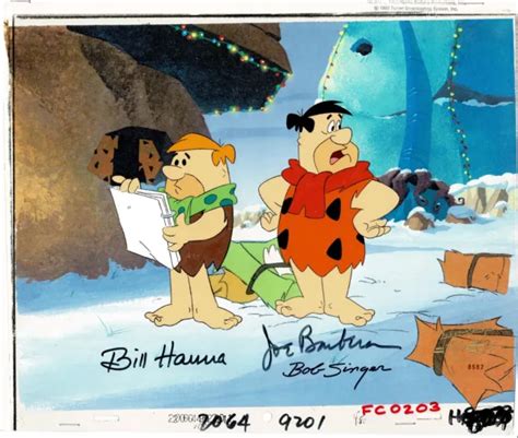 Flintstones Fred Barney Production Animation Art Cel Signed Hanna