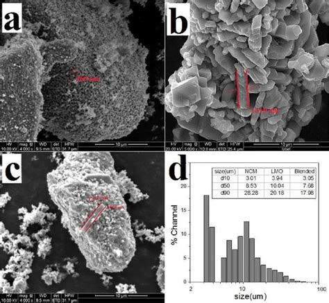 The SEM Images Of A NCM B LMO C NCM LMO Blend 50 50 Wt And D