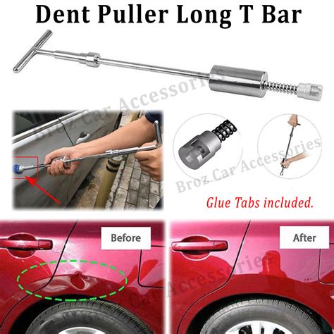 Dent Puller Kit Car Dent Repair Tools Long T Bar Slide Hammer With 21pcs Glue Tabs Hot Glue Gun
