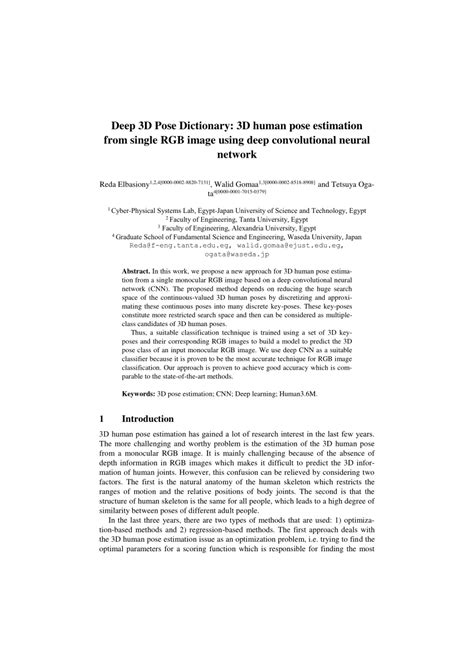 Pdf Deep 3d Pose Dictionary 3d Human Pose Estimation From Single Rgb