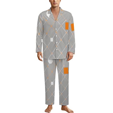 Men Nightwear Two Piece Abstract Geometrical Pajama Sets Long Sleeve