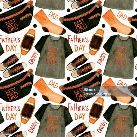 아빠 티셔츠 양말 벨트 가방 운동화 흰색 배경에 간단한 글자를 위한 수채화 패턴 수채화에 대한 스톡 벡터 아트 및 기타 이미지 수채화 아버지 0명 Istock