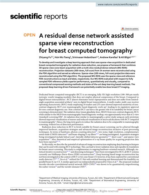 Pdf A Residual Dense Network Assisted Sparse View Reconstruction For Breast Computed Tomography