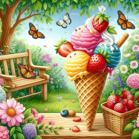 Premium Photo Delicious Ice Cream With Fruits Different Flavors For