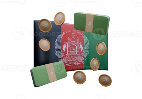 3d Hacer Ilustración De Afganistán Bandera Y Moneda Llamado Afgani