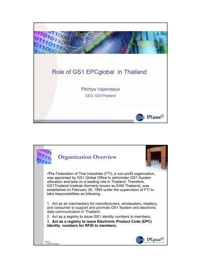 Role Of GS1 EPCglobal In Thailand American RFID Solutions