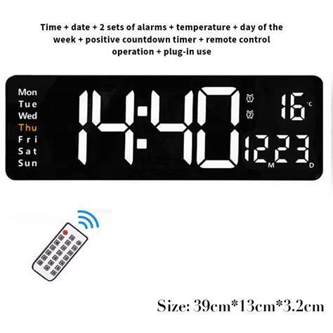 SG LED Digital Wall Clock Big Screen Large Display Alarm Clock With Remote Control Temp Date