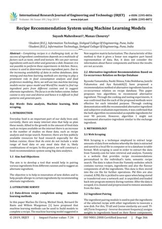 Irjet Recipe Recommendation System Using Machine Learning Models Pdf