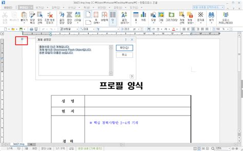 프로필 양식 위장한 한글문서 Ole개체 Asec Blog