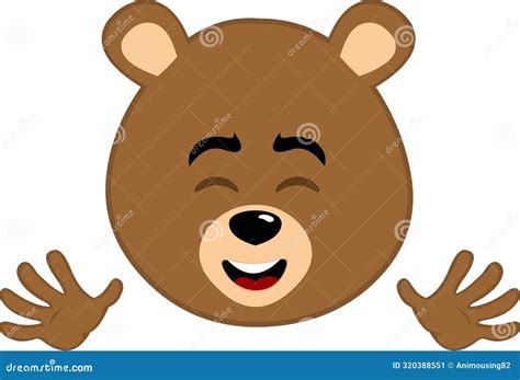Vector Illustration Head Bear Grizzly Cartoon Greet Hands Stock Vector