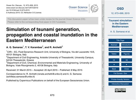 Pdf Simulation Of Tsunami Generation Propagation And Coastal Inundation In The Eastern