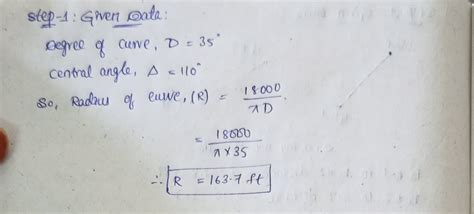 answered question 3 a simple horizontal curve has 35 degrees of
