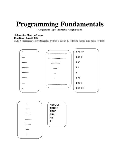 6th Assignment Nested For Loop Pdf