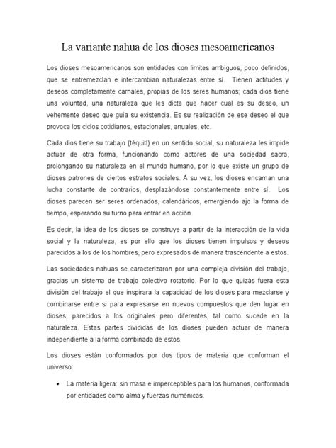 La Variante Nahua De Los Dioses Mesoamericanos Pdf Politeísmo