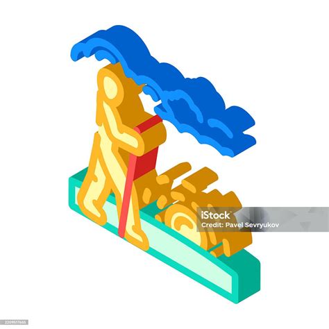 일출 노르딕 워커 워킹 아이소 메트릭 아이콘 벡터 일러스트 레이 션 3차원 형태에 대한 스톡 벡터 아트 및 기타 이미지 3차원 형태 걷기 균형 Istock