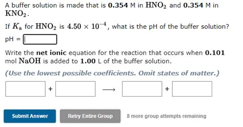solved a buffer solution is made that is 0 354m in hno2 and