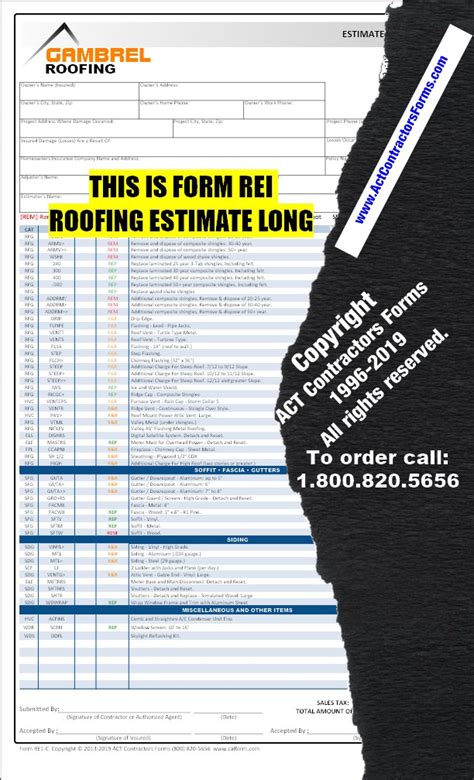 Roofing Contractor Bid And Estimate Forms