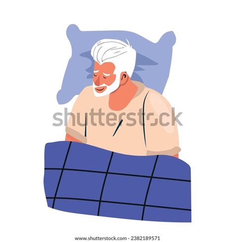 Old Person Sleeping Bed Senior Man Stock Vector Royalty Free